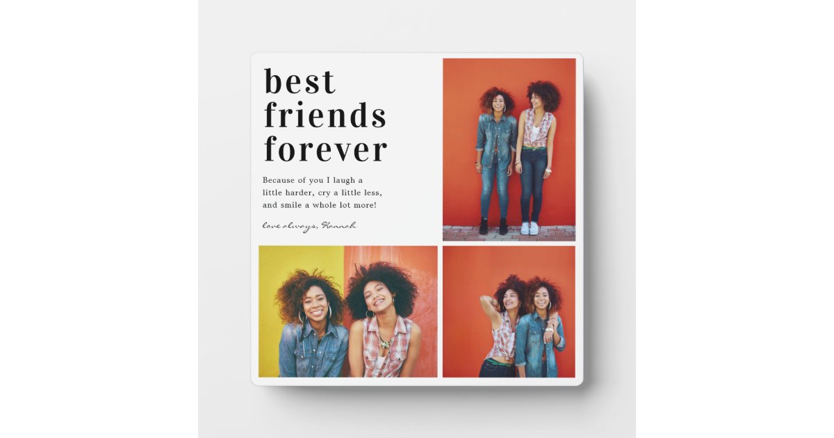 Best Friends Forever | 3 Photo Collage Gift Plaque | Zazzle