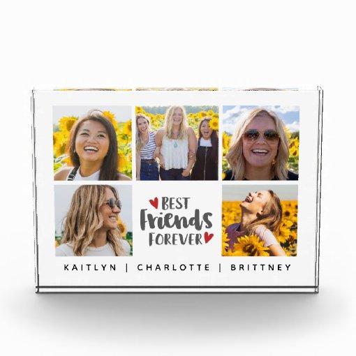 Best Friends Forever 5 Photo Collage Block | Zazzle