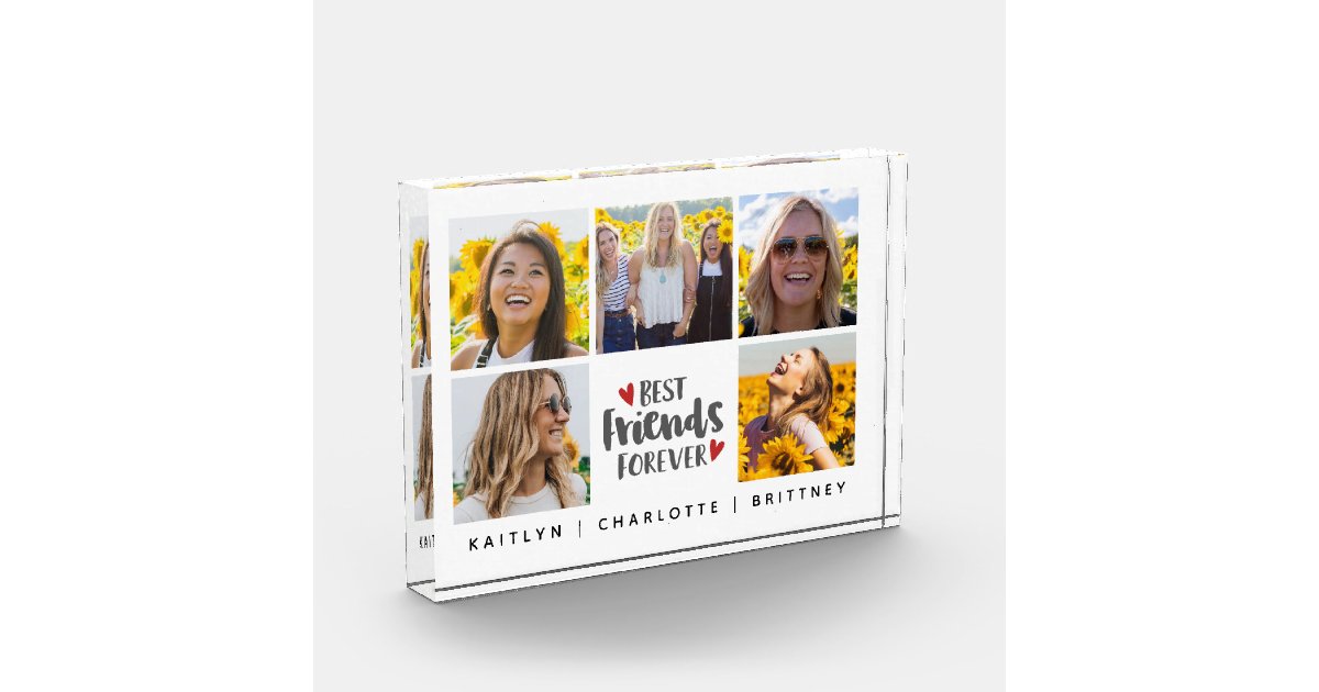 Best Friends Forever 5 Photo Collage Block | Zazzle