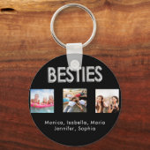 Best friends forever BFF photo names black silver Keychain | Zazzle