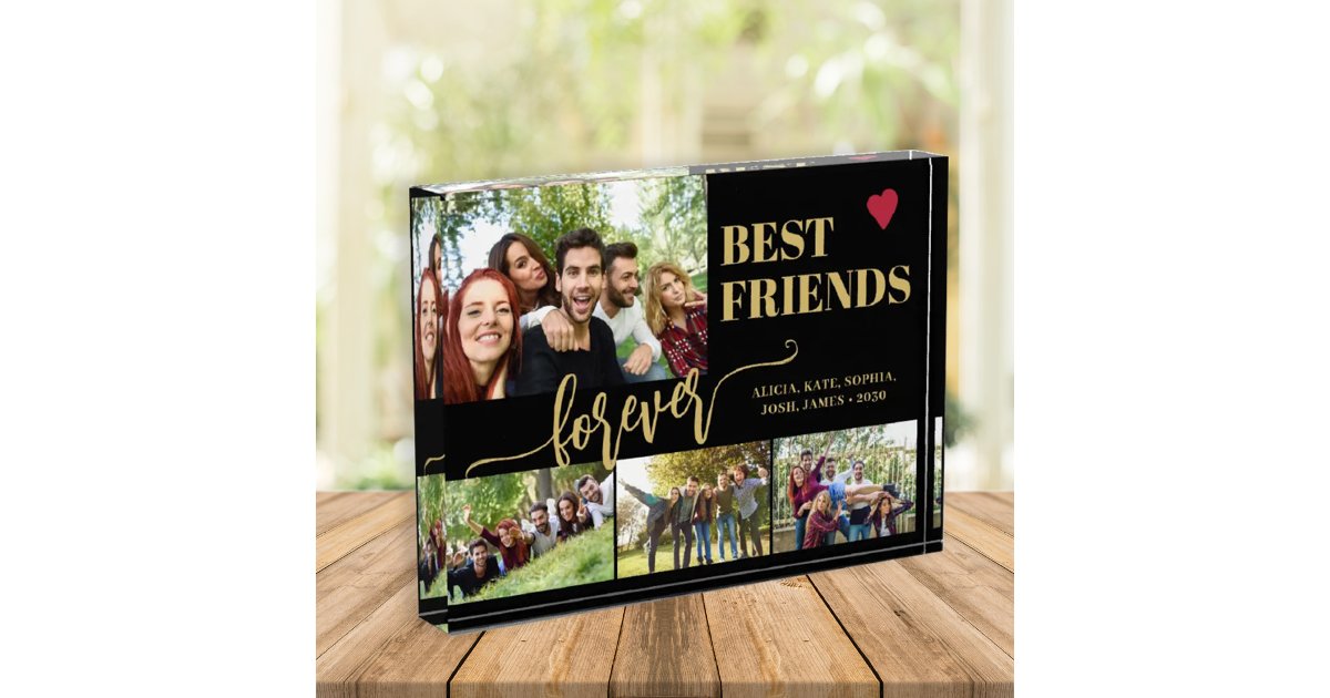 Best friends forever custom names collage photo block | Zazzle