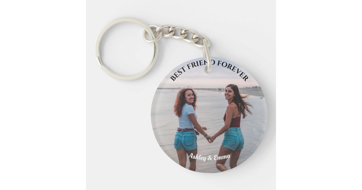 Best Friends Forever Custom Photo and Name Keychain | Zazzle