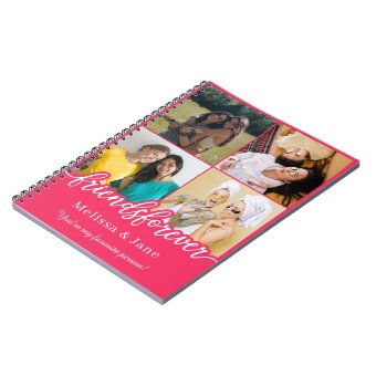 best friends forever cute 4 photos collage Pink Notebook | Zazzle