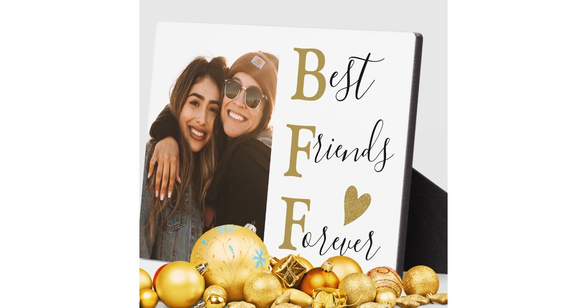 Best Friends Forever Gold BFF Typography Photo Plaque | Zazzle