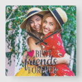 Best friends forever modern BFF photo Square Wall Clock | Zazzle