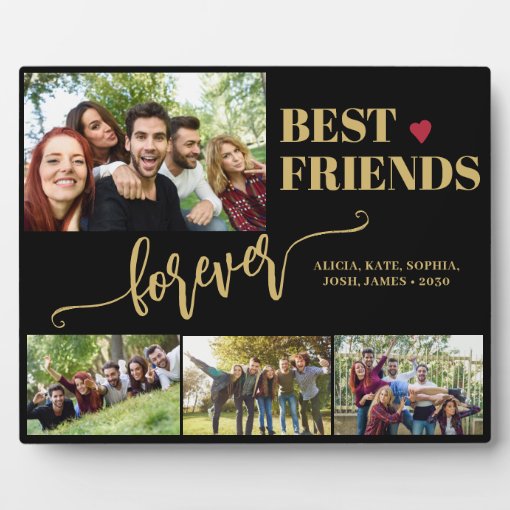 Best friends forever modern photo collage names plaque | Zazzle
