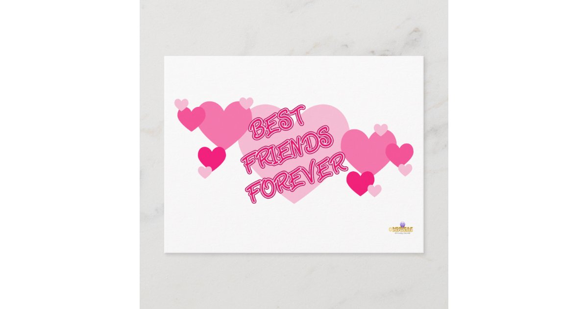 Best Friends Forever Pink Hearts Postcard | Zazzle