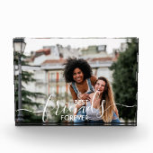 Best Friends Forever White Script Overlay Custom Photo Block | Zazzle