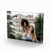 Best Friends Forever White Script Overlay Custom Photo Block | Zazzle