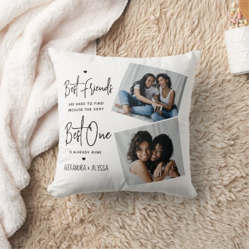 Best Friends Friendship Quote Friend Photo Throw Pillow | Zazzle