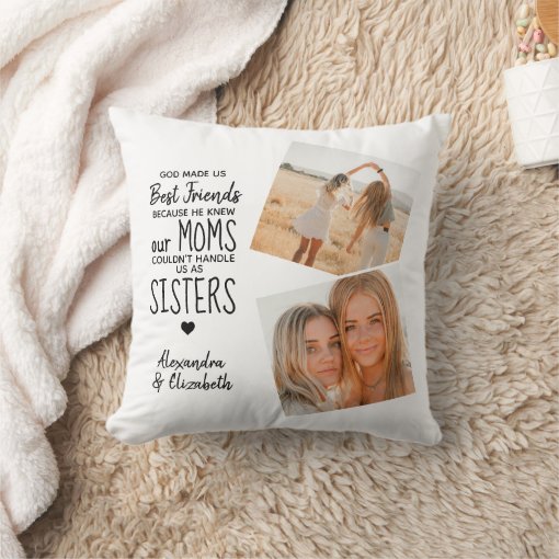 Best Friends Friendship Quote Photo Throw Pillow | Zazzle