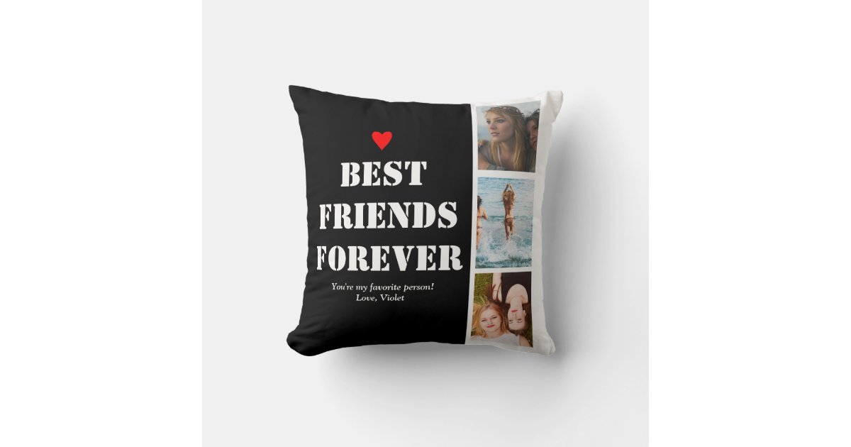 Best Friends Gift Customizable Photo Collage BFF Throw Pillow | Zazzle