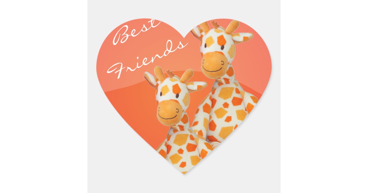 Best Friends Giraffes Heart Sticker | Zazzle