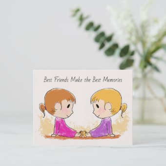 Best Friends Make the Best Memories Cute Postcard | Zazzle