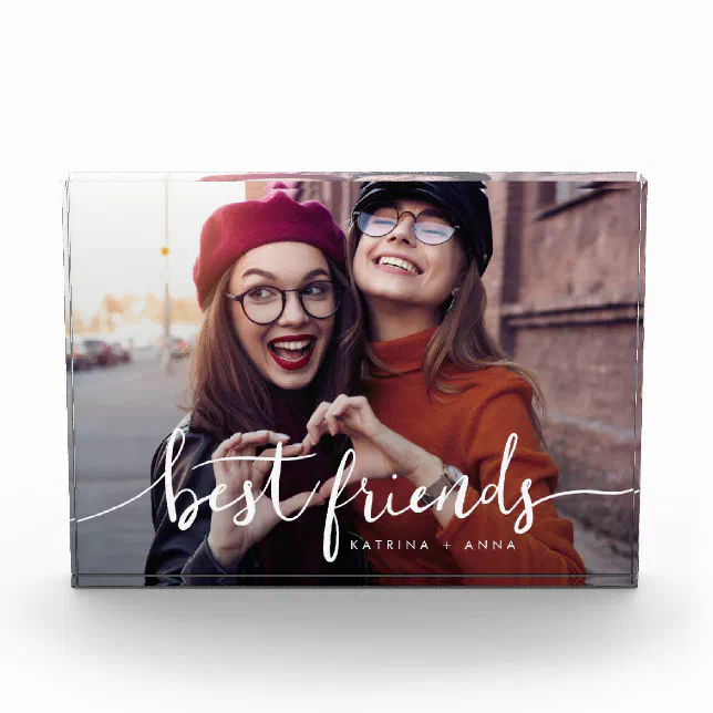 best friends modern script keepsake photo block | Zazzle