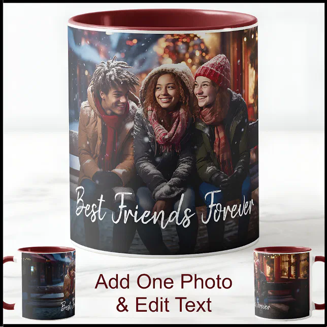 Best Friends One Photo Template With Fancy Text Mug | Zazzle
