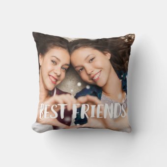 Best Friends Overlay Photo Throw Pillow | Zazzle