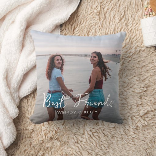 Best Friends Personalized Simple Friendship Photo Throw Pillow | Zazzle