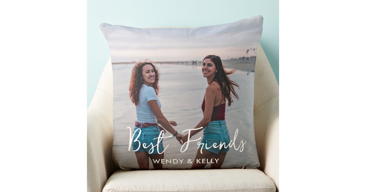 Best Friends Personalized Simple Friendship Photo Throw Pillow | Zazzle