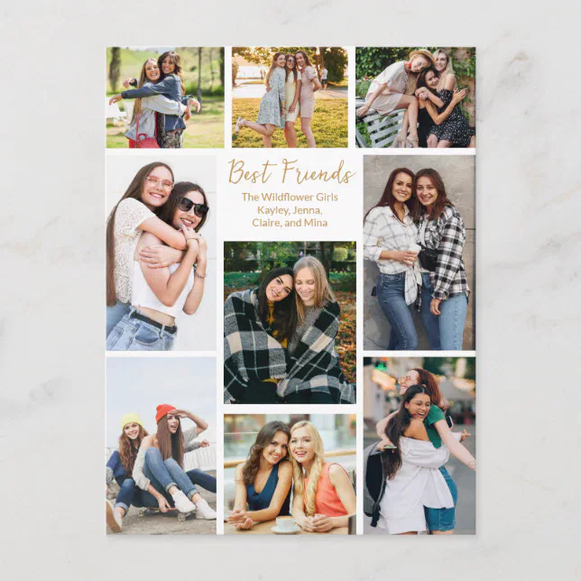 Best Friends Photo Collage Cute Personalized Postcard | Zazzle
