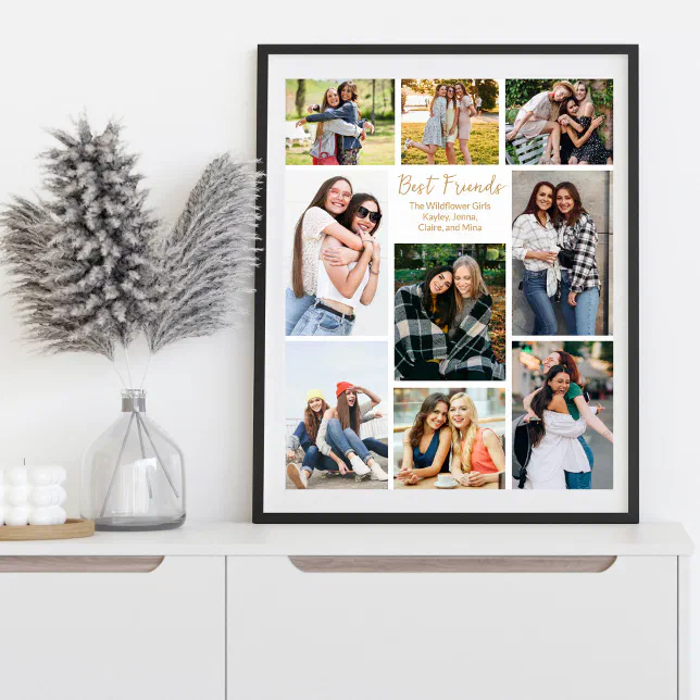 Best Friends Photo Collage Cute Personalized Poster | Zazzle