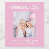 Best friends pink pastel photo names party wine label | Zazzle