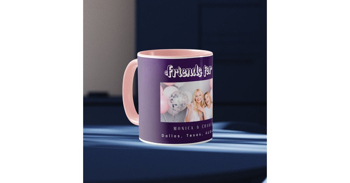 Best Friends purple photo names Mug | Zazzle