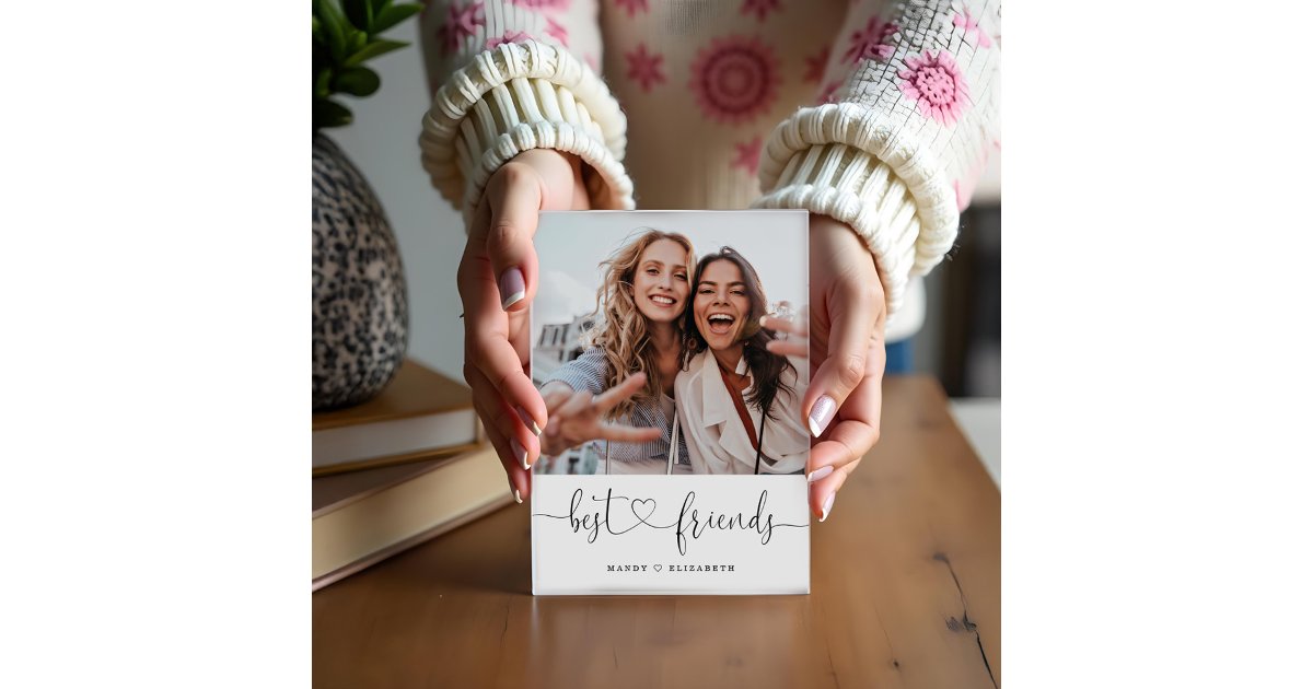 Best Friends Script Friends Gift Photo Keepsake | Zazzle