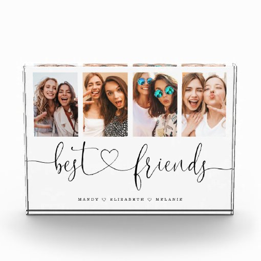 Best Friends Script Gift For Friends Photo Collage | Zazzle