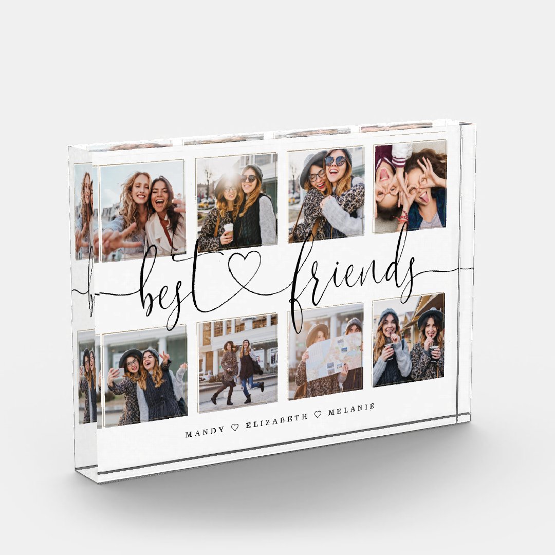 Best Friends Script Gift For Friends Photo Collage | Zazzle