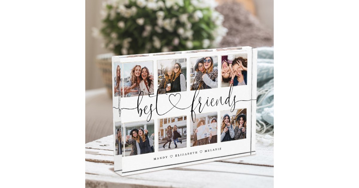 Best Friends Script Gift For Friends Photo Collage | Zazzle