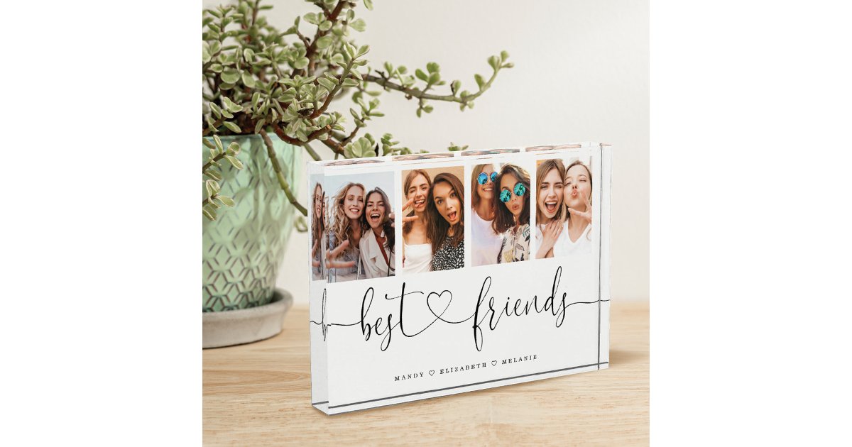 Best Friends Script Gift For Friends Photo Collage | Zazzle