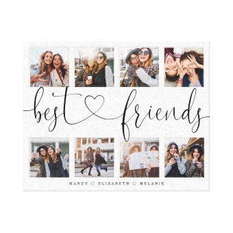 Best Friends Script Gift For Friends Photo Collage Canvas Print | Zazzle