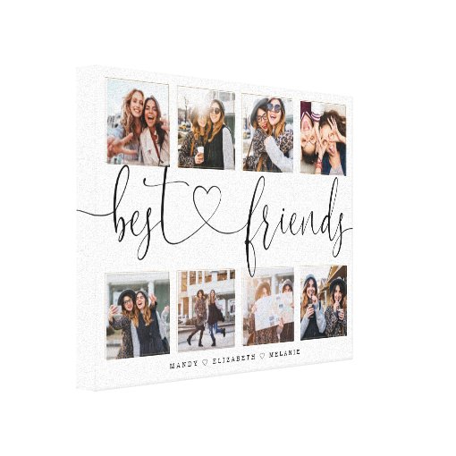 Best Friends Script Gift For Friends Photo Collage Canvas Print | Zazzle