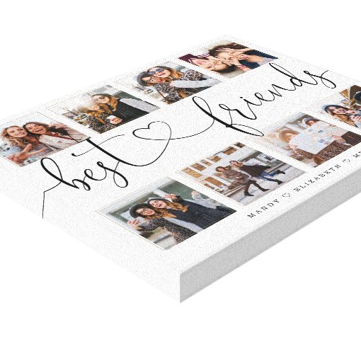 Best Friends Script Gift For Friends Photo Collage Canvas Print | Zazzle