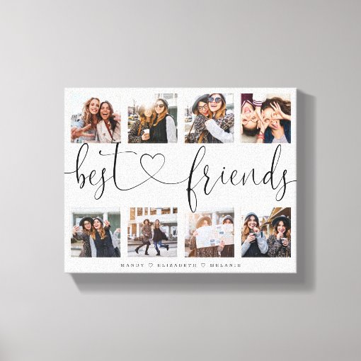 Best Friends Script Gift For Friends Photo Collage Canvas Print | Zazzle