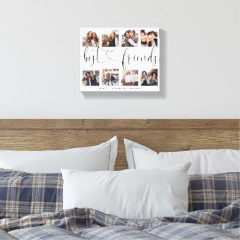 Best Friends Script Gift For Friends Photo Collage Canvas Print | Zazzle