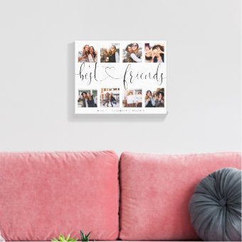 Best Friends Script Gift For Friends Photo Collage Canvas Print | Zazzle