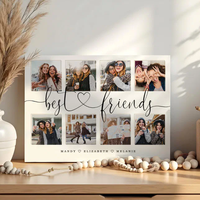 Best Friends Script Gift For Friends Photo Collage Plaque | Zazzle