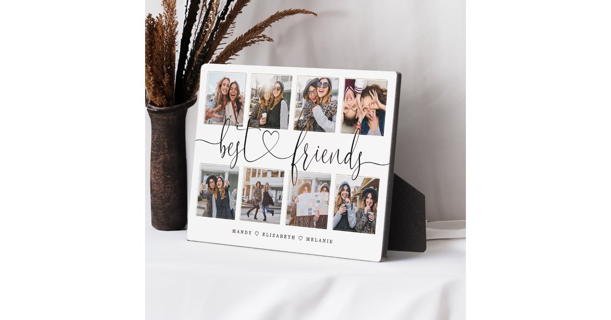 Best Friends Script Gift For Friends Photo Collage Plaque | Zazzle