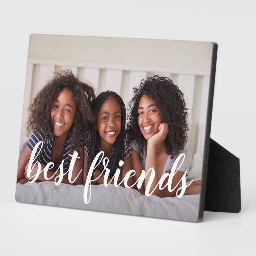 Best Friends Script Overlay Photo Plaque | Zazzle