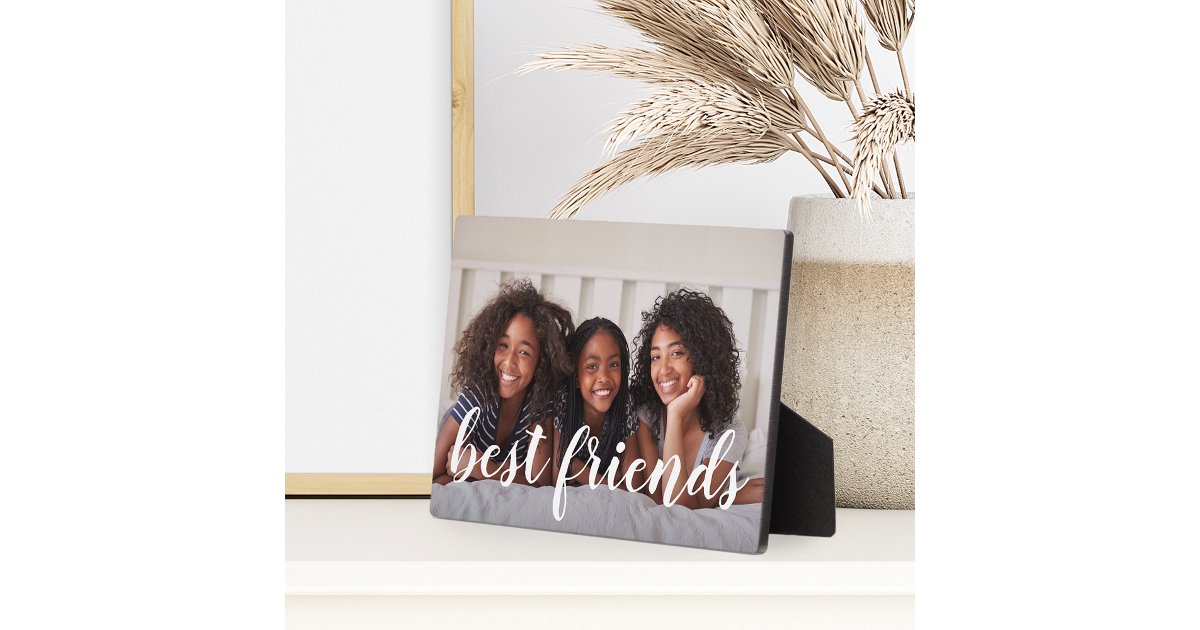 Best Friends Script Overlay Photo Plaque | Zazzle