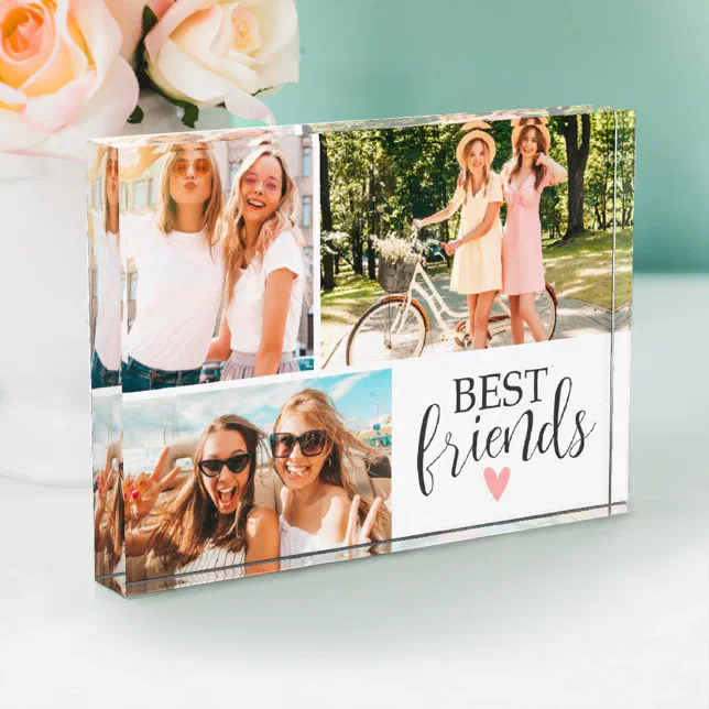 Best Friends Script Photo Block | Zazzle