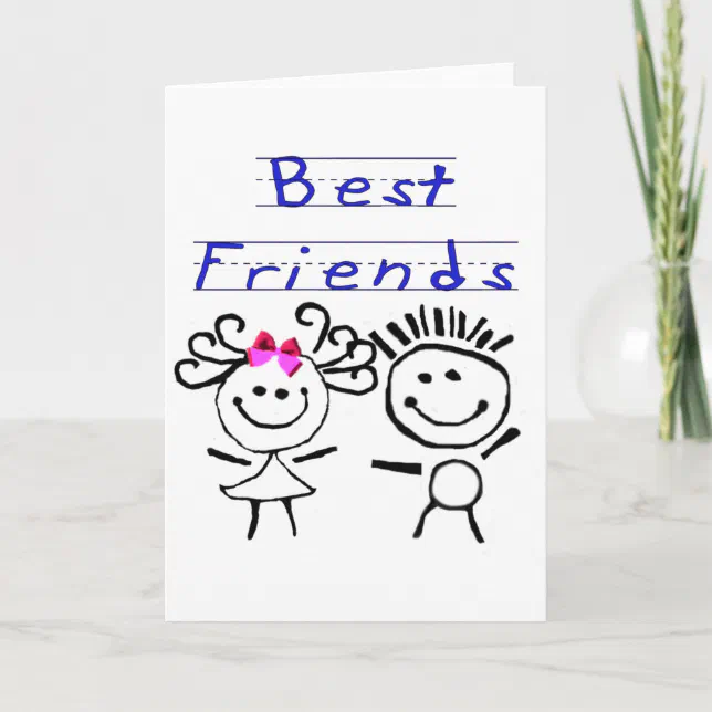 Best friends stick figure card | Zazzle