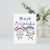 Best friends stick figure postcard | Zazzle