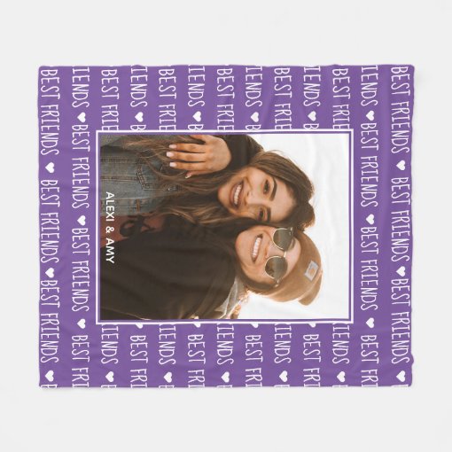 Best Friends Stylish BFF Purple W Friendship Photo Fleece Blanket | Zazzle