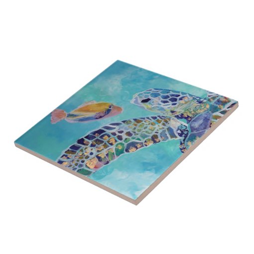 Best Friends Turtle and Humu Fish Ceramic Tile | Zazzle