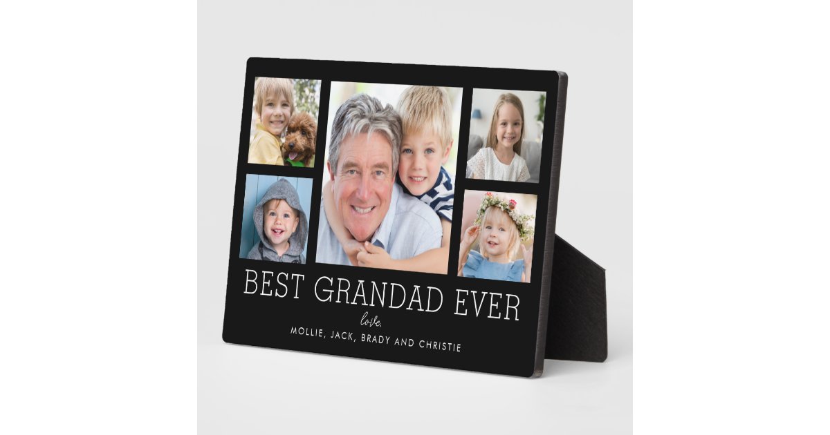 Best Grandad Ever 5-Photo Family Collage Custom Plaque | Zazzle
