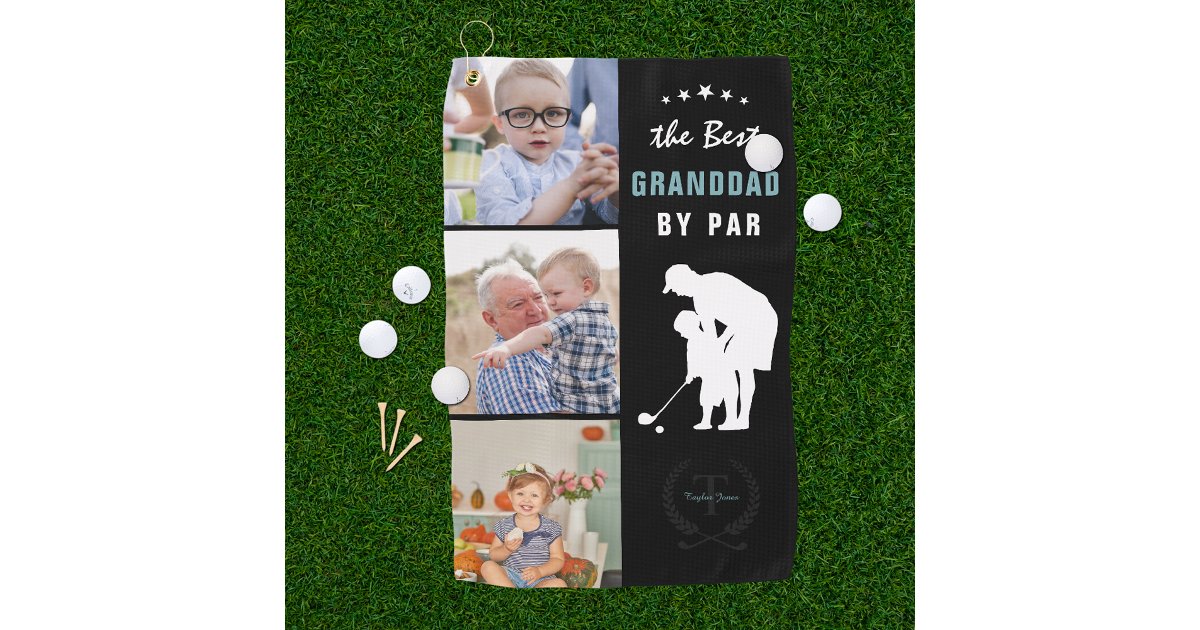 Best Granddad By Par | Monogram Photo Collage Golf Towel | Zazzle