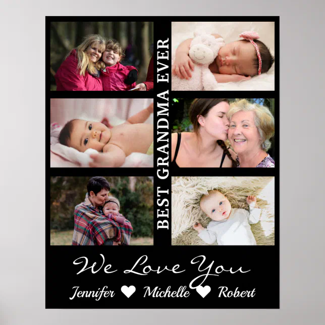 Best Grandma Ever Custom Photos Grandchildren Name Poster | Zazzle